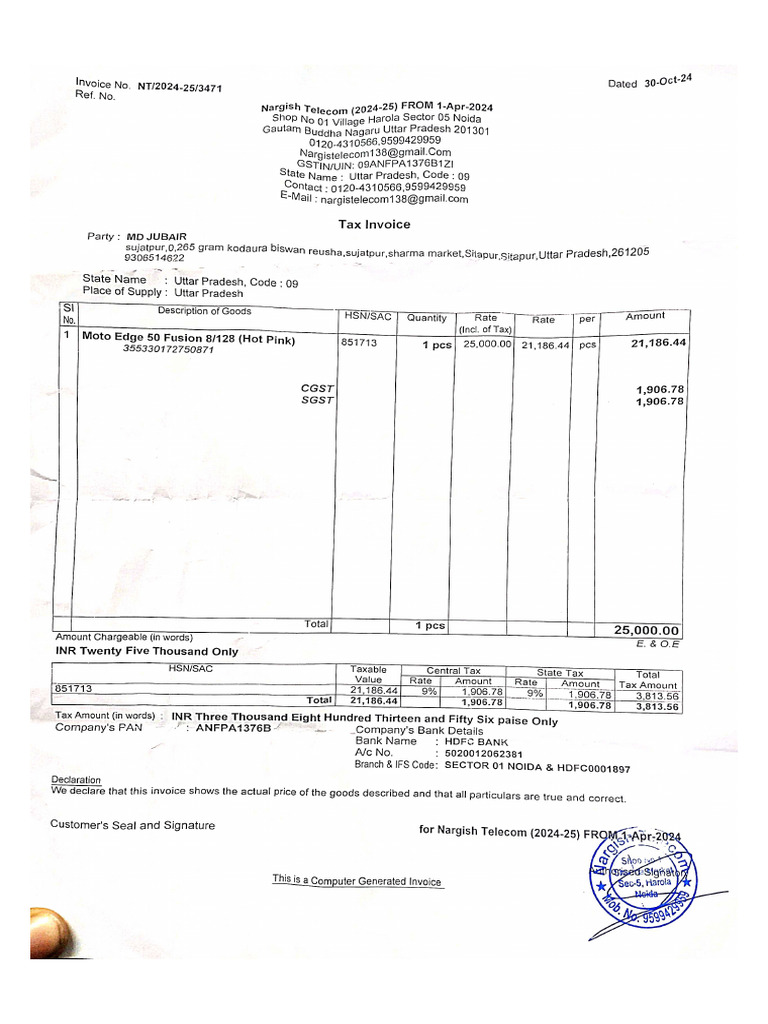 Invoice (Md Shahjad Shekh) | PDF