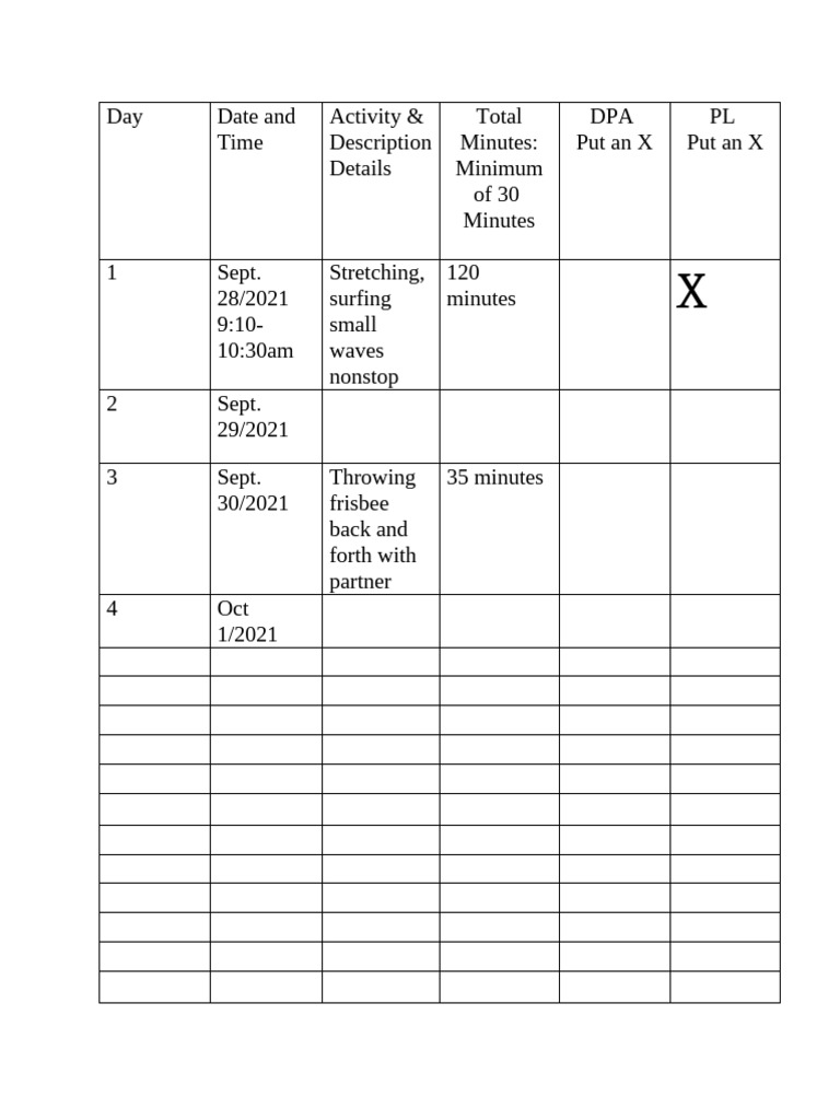 Active Lifestyle Tracking Log | PDF