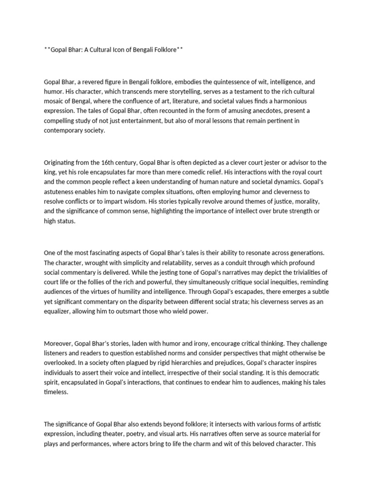 Gopal Bhar Pdf Narrative