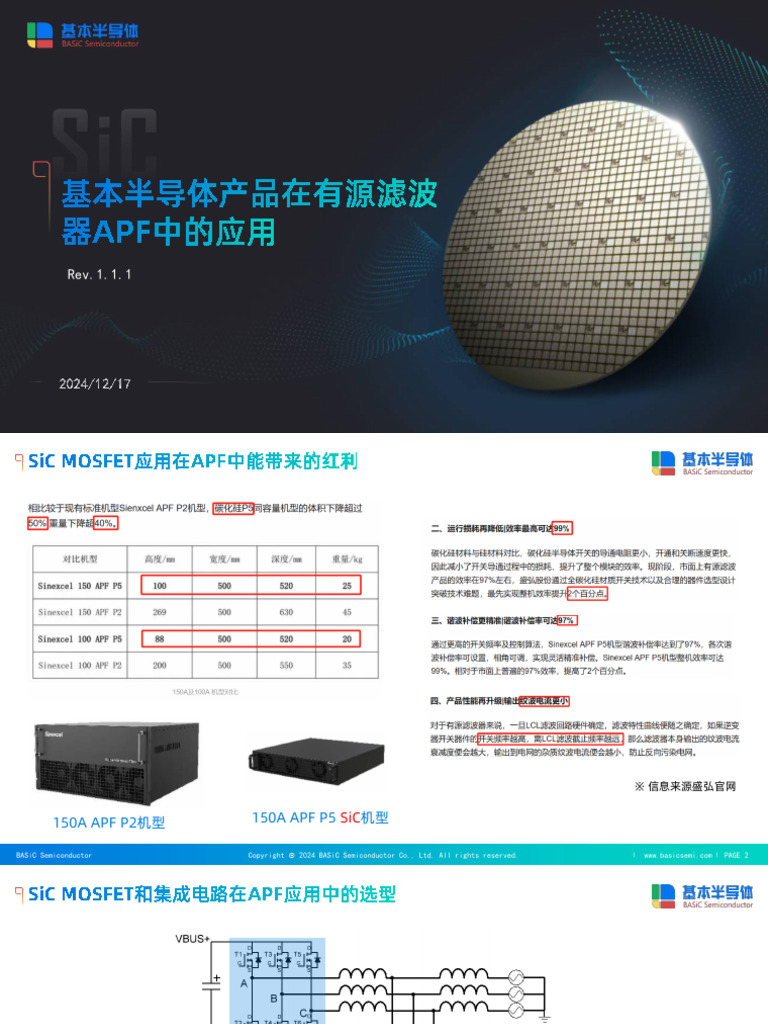 Sic-mosfet碳化硅模块在有源滤波器apf中的应用 20241217 Rev.1.1.1 | PDF