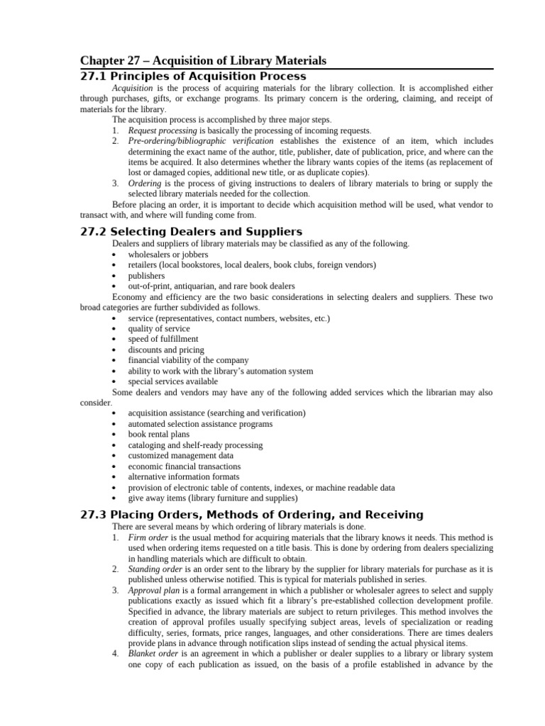 Acquisition of Library Materials | PDF | Libraries | Books