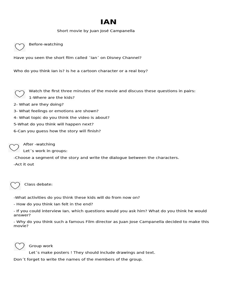 IAN Short Movie ACTIVITIES | PDF