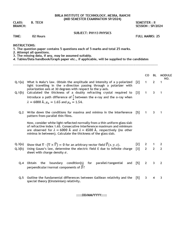 Midsem_PH113_SP2024_Final | PDF | Applied And Interdisciplinary Physics ... Midsem_PH113_SP2024_Final | PDF | Applied And Interdisciplinary Physics ...