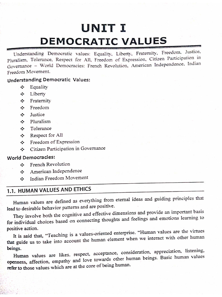 Human Values and Ethics - Unit 1 | PDF