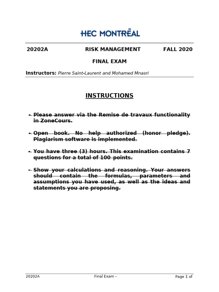 FinalExamPrep - DRAFT ANSWERS - FINAL 20202A A2020 201215 | PDF | Value ...
