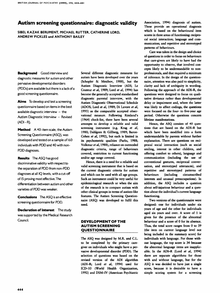 asq 1 autis | PDF | Pervasive Developmental Disorders | Autism Spectrum