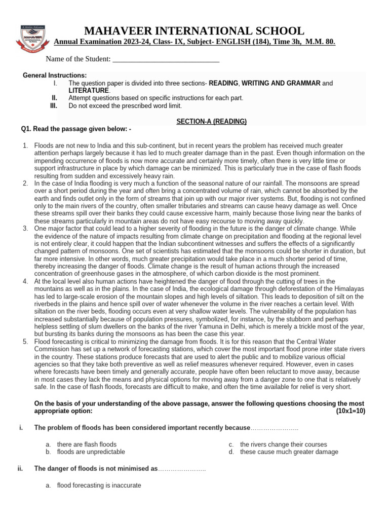 Annual IX QP | PDF | Anger | Flood