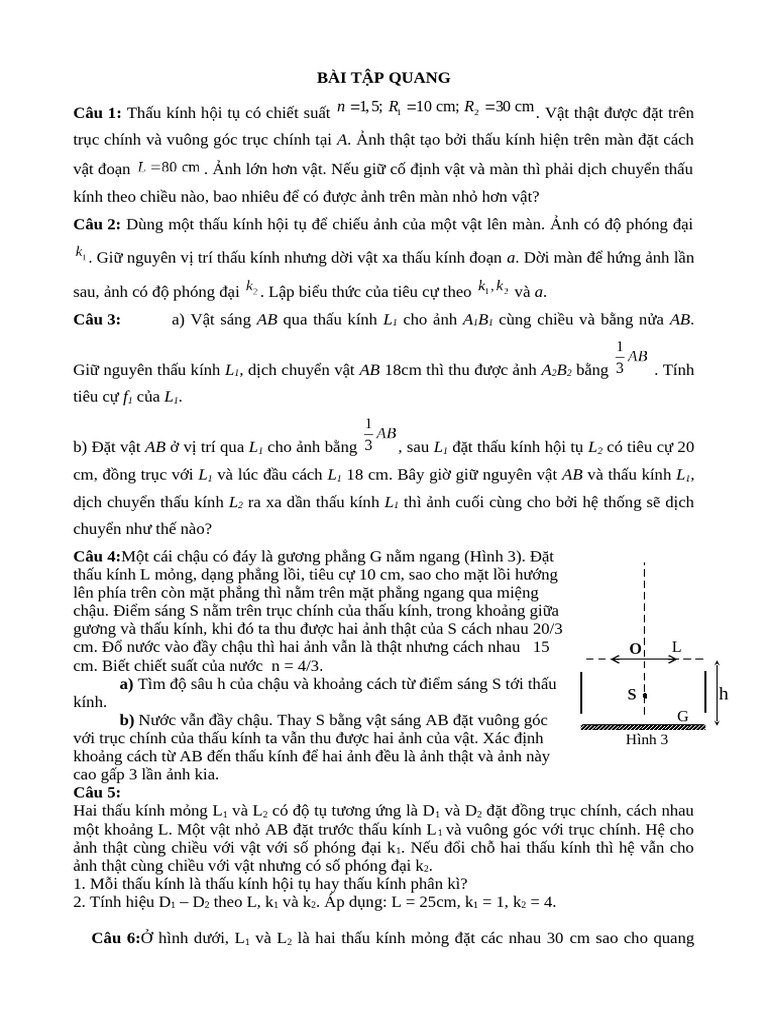 Bài tập quang hình | PDF