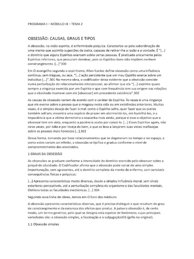 05-09-23 - Obsessão Causa, Graus e Tipos | PDF
