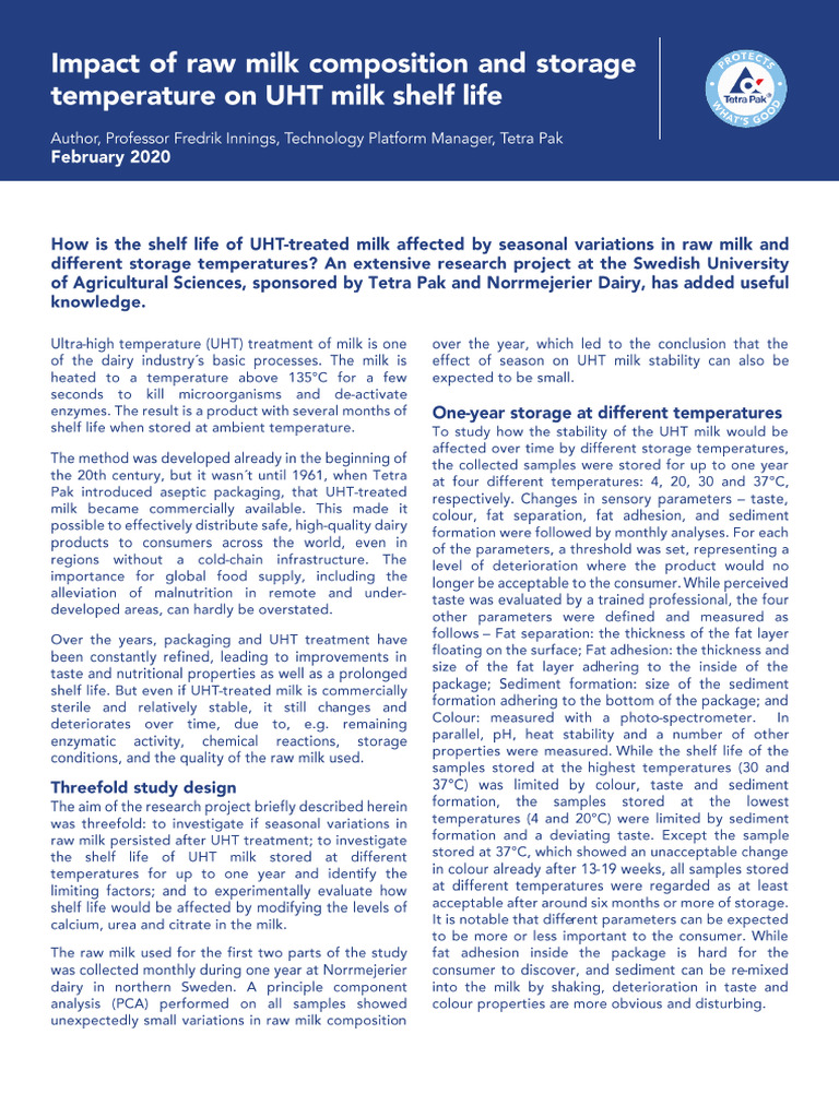 Articles Tetra Pak® Impact of Raw Milk Composition and Storage ...