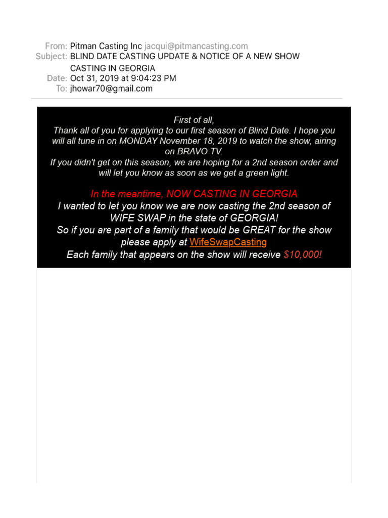 Now Casting for Wife Swap in Georgia | PDF