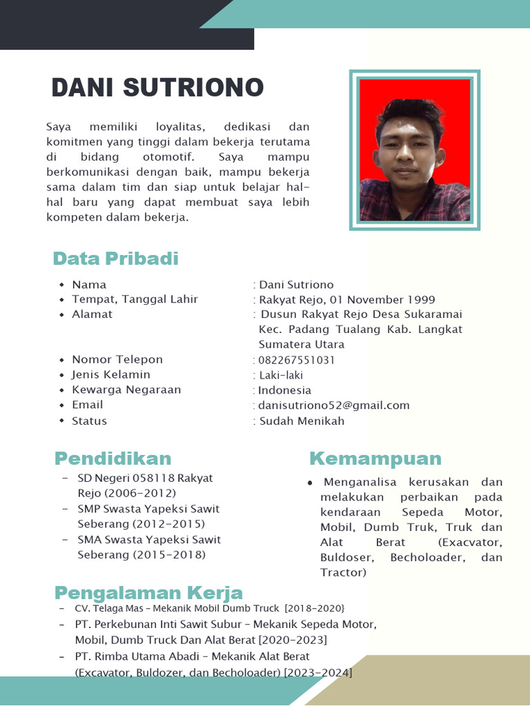 CV Dani Sutriono | PDF