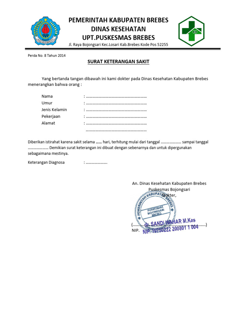 Surat Sakit Puskesmas | PDF