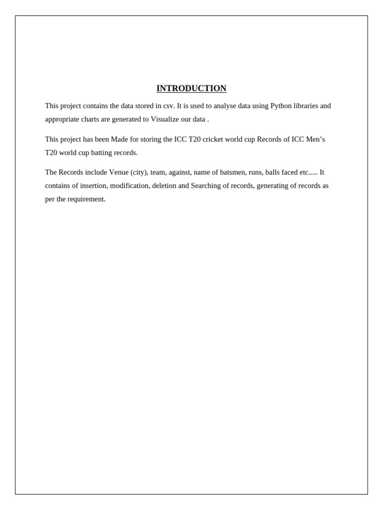 IP PROJECT On t20 Analusis | PDF | Comma Separated Values | Computing