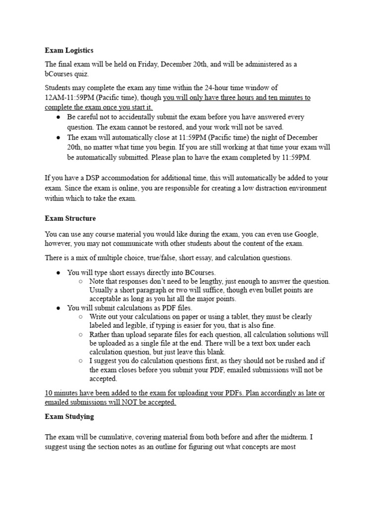 Final Exam Information-1 | PDF | Educational Assessment And Evaluation ...