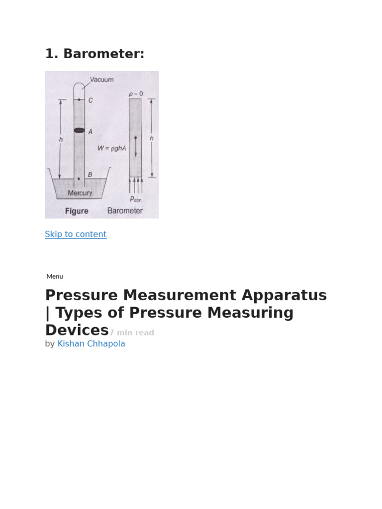 devices uses to measure pressure | PDF | Pressure Measurement | Pressure