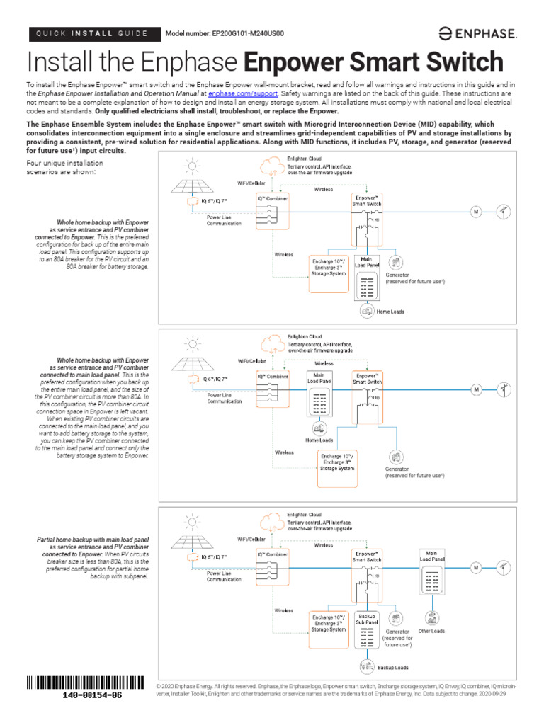 Enpower EP200 M240US00 Quick Install Guide | PDF | Electrical Wiring | Electrical Components