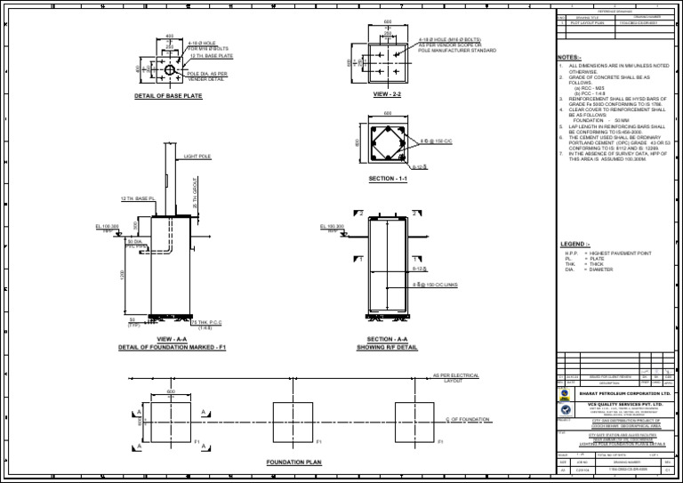 1104-CB02-CS-DR-6005 Lighting Pole Fnd. Det.-Rev-C1 | PDF | Concrete ...