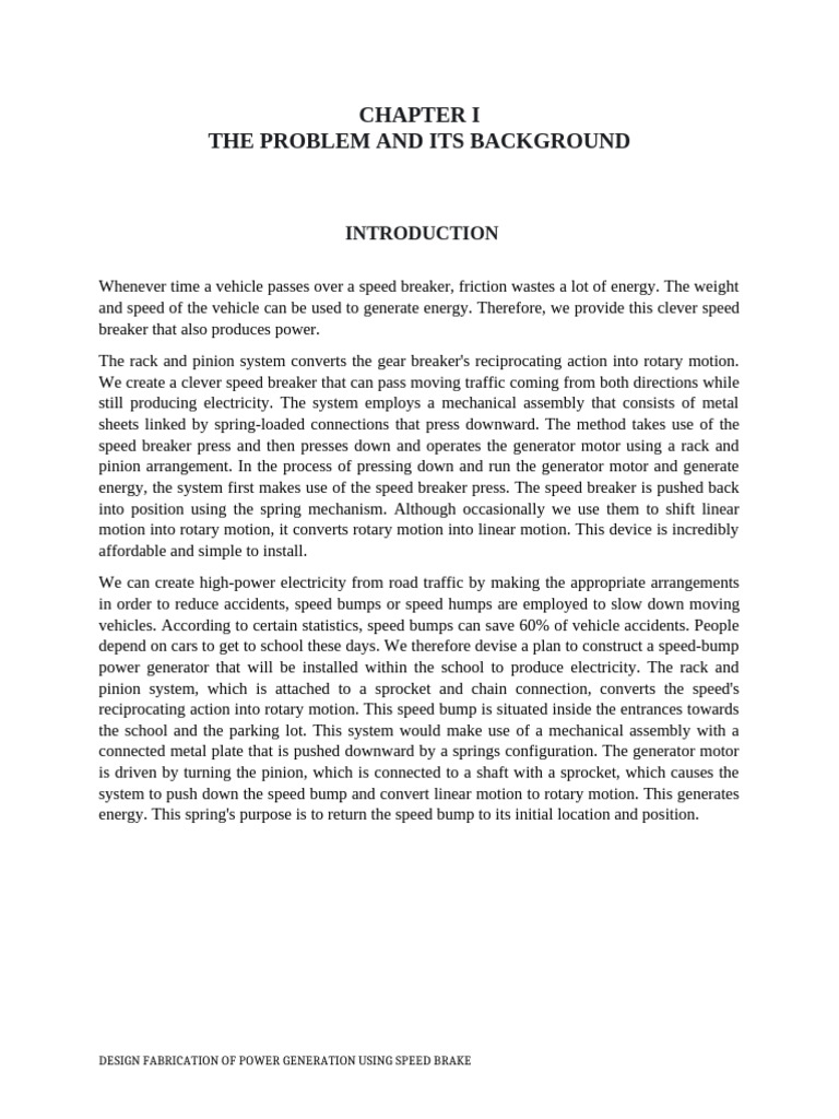 Chapter I Design Fabrication of Power Using SB | PDF | Transportation ...