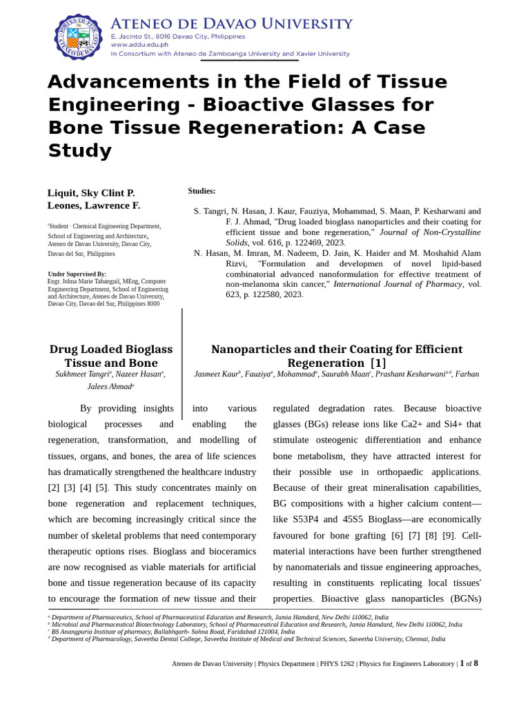 Case Study 2 - Gruop B Leones and Liquit | PDF | Glasses | Tissue Engineering