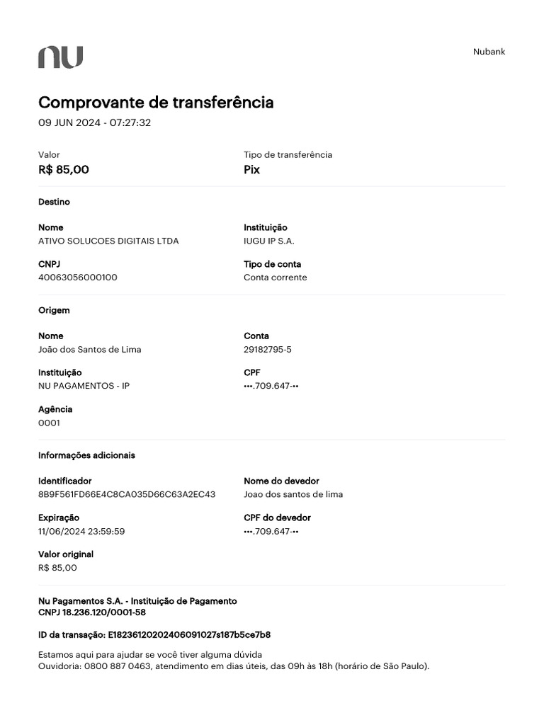 Comprovante Nubank 22-10-2024 | PDF