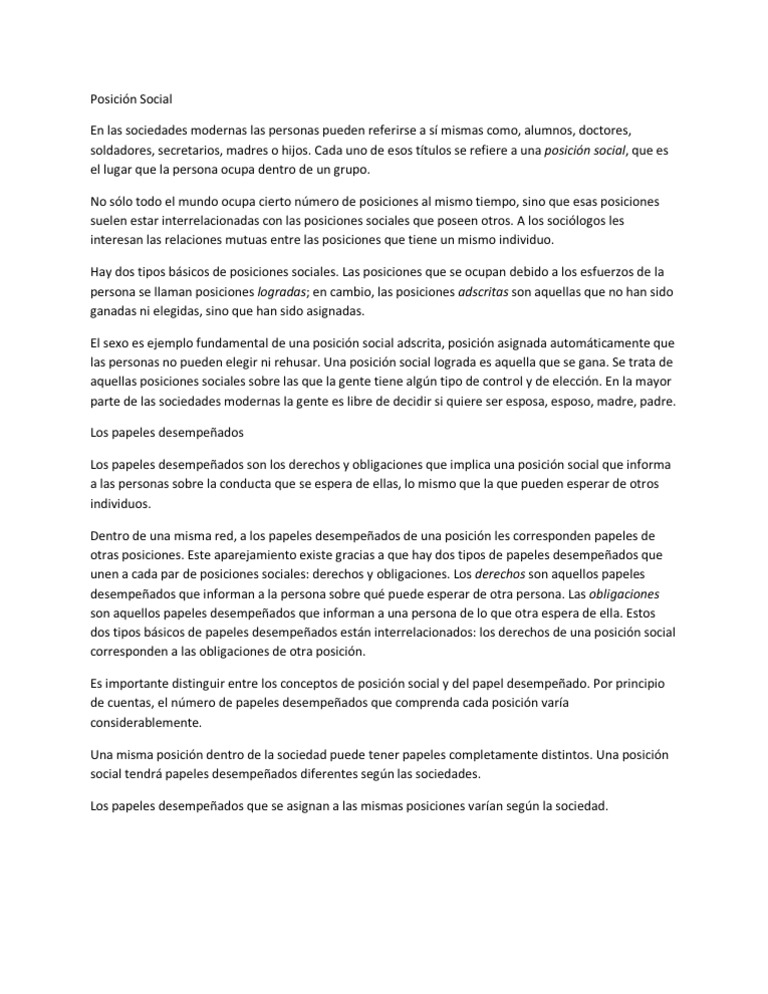 Posición Social y Normas Sociales | PDF
