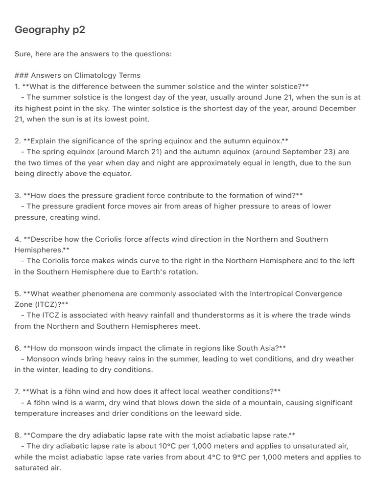 Geography p2 2 | PDF | Atmospheric Circulation | Weather
