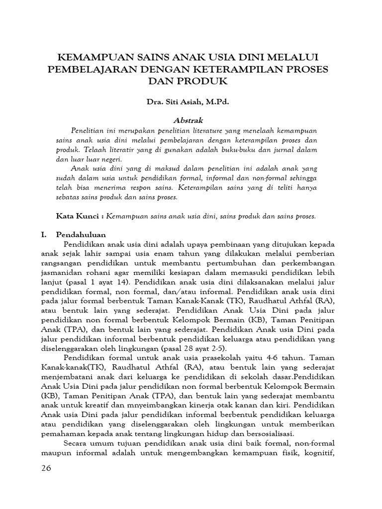 Kemampuan Sains Anak Usia Dini | PDF