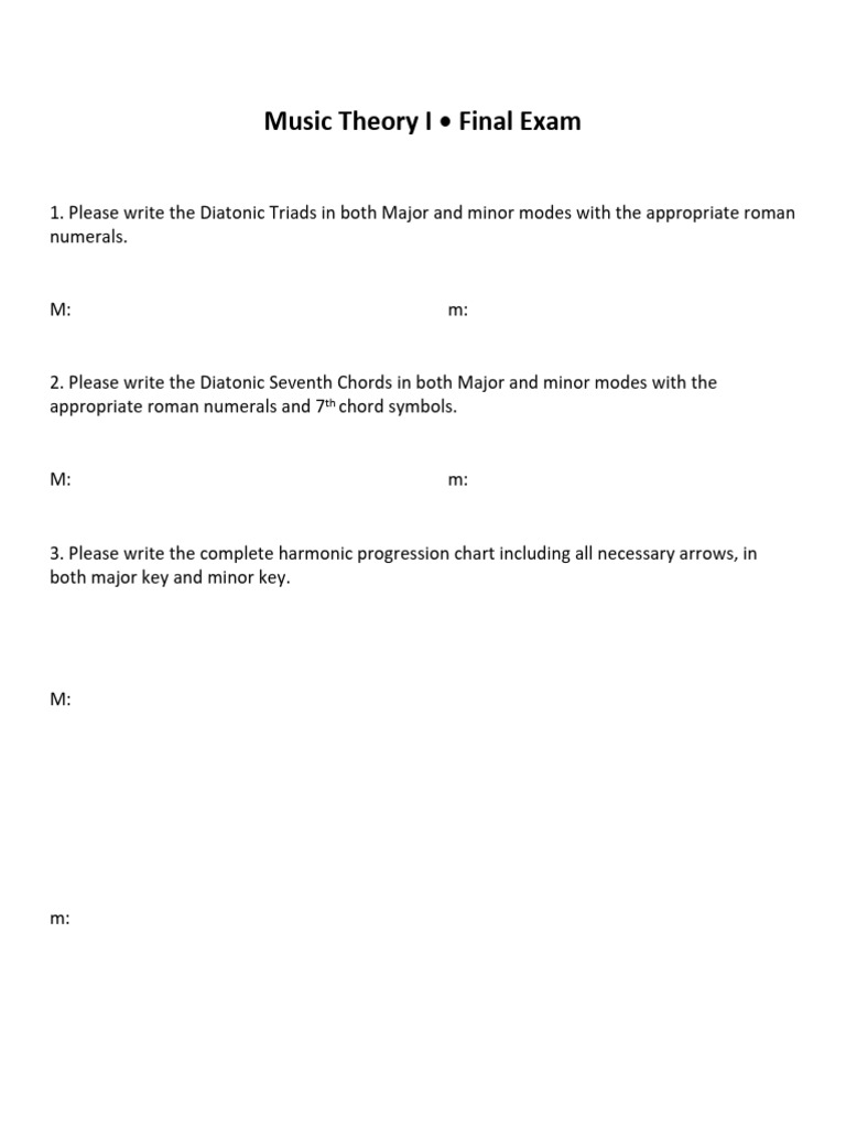 Music Theory I Final Exam Guide | PDF