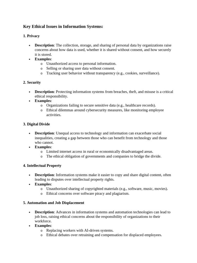 Ethical Issues in Information Systems | PDF | Copyright Infringement ...