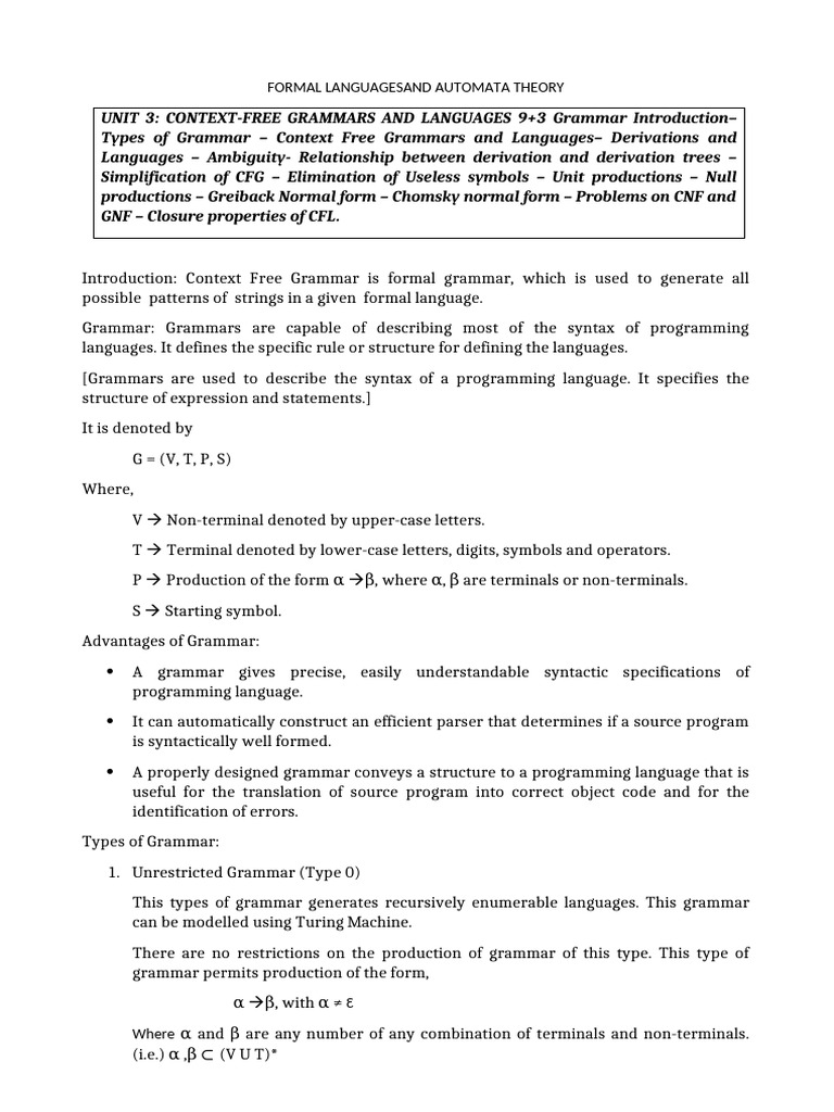 FLAT UNIT 3 -21.9.20 | PDF | Theoretical Computer Science | Syntax