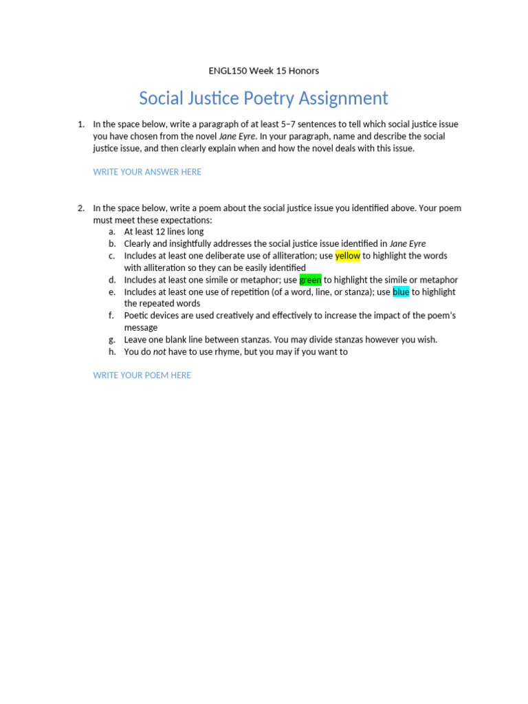 Week+15+Social+Justice+Poetry+Assignment | PDF
