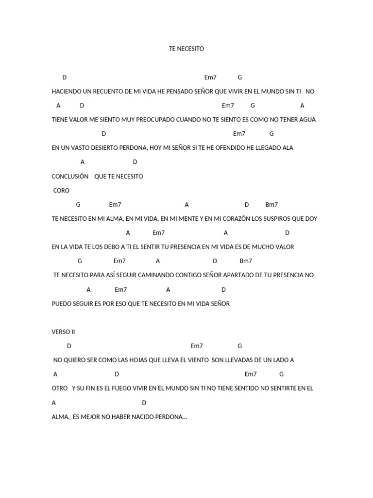 Te Necesito | PDF