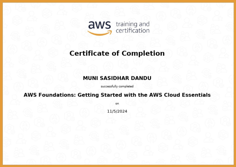482 3 6598437 1730803425 AWS Course Completion Certificate | PDF