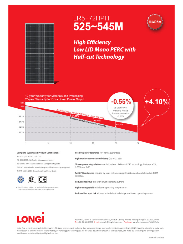 03 Ficha Técnica Módulo LR5-72HPH 525-545M | PDF