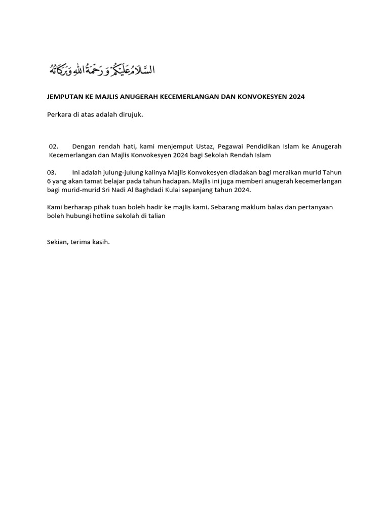 SURAT JEMPUTAN VIP | PDF