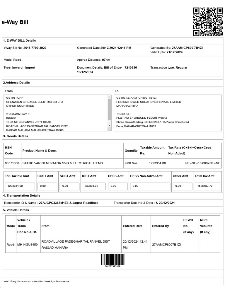 E-Way Bill System | PDF | Public Finance | Payments