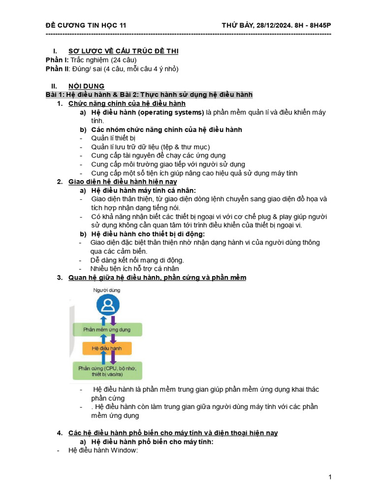 ĐỀ CƯƠNG TIN HỌC 11 - HK1 | PDF