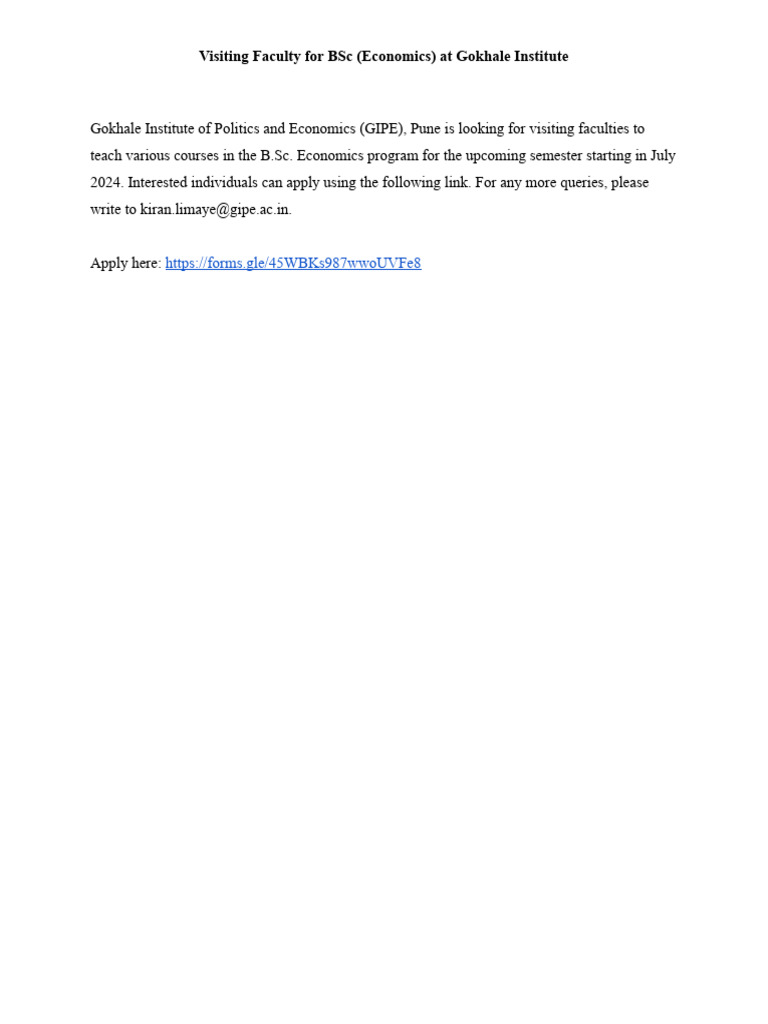 Visiting Faculty For BSC | PDF