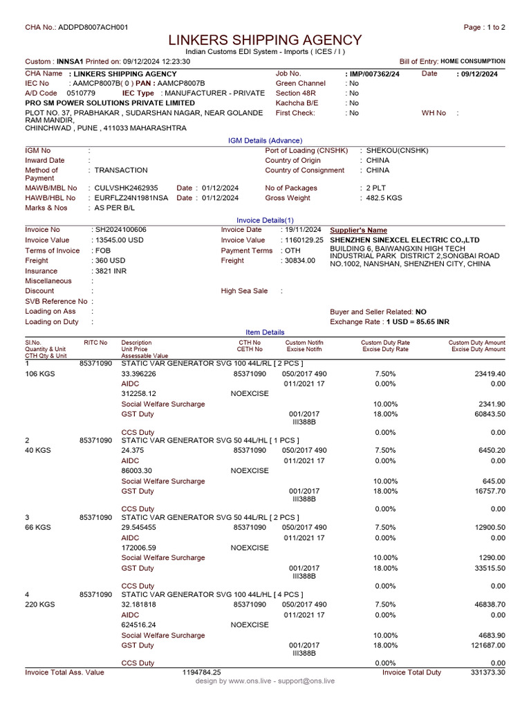 BOE - Check List | PDF | Invoice | Taxes