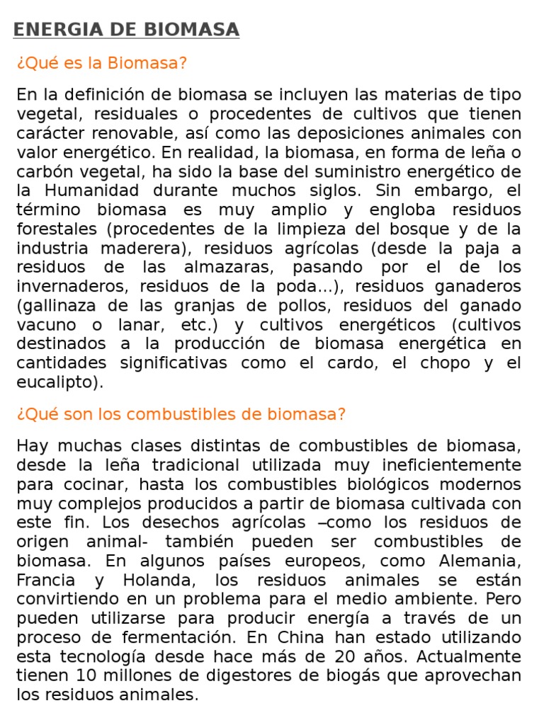 Energia de Biomasa | PDF | Biomasa | Biocombustible