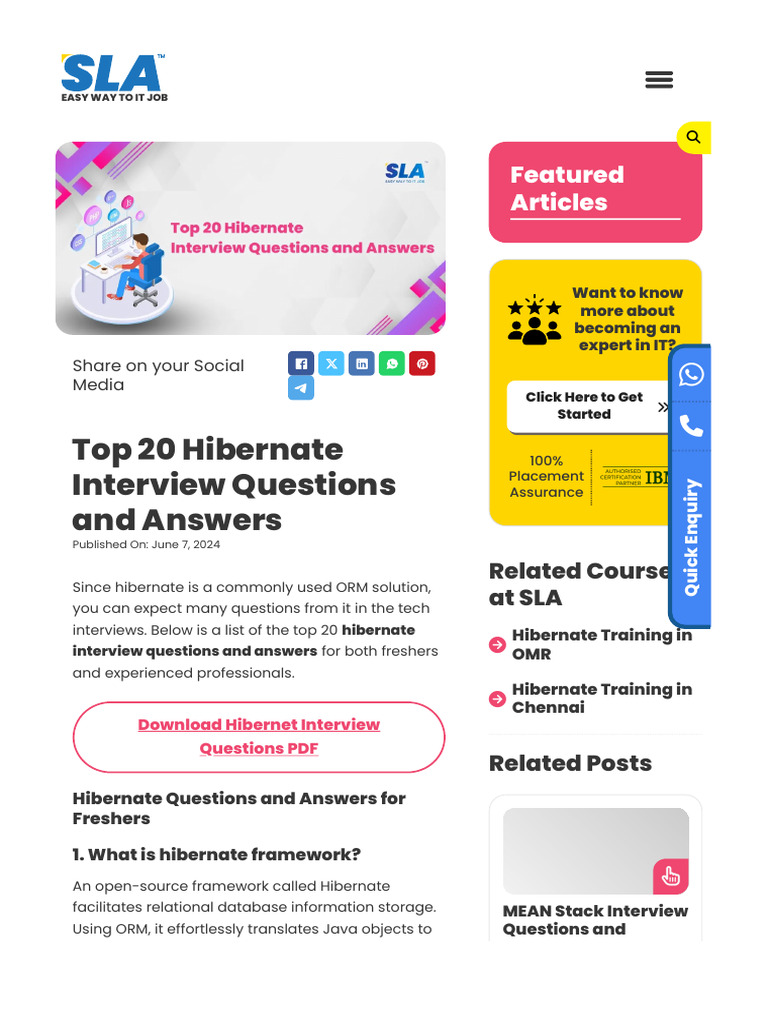 Top 20 Hibernate Interview Questions and Answers | PDF | Databases | Computing