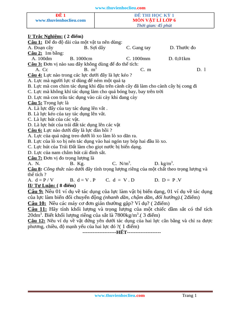 thuvienhoclieu.com-Bo-de-thi-Ly-6-HK1 | PDF