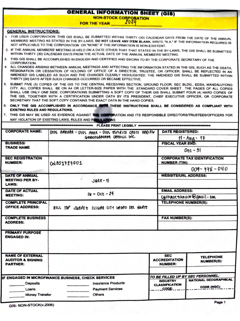 General Information Sheet | PDF