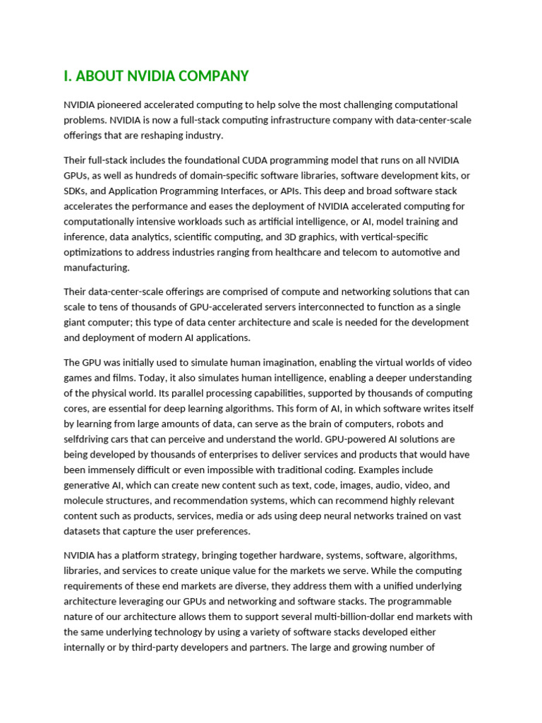 NVIDIA Final Report | PDF | Graphics Processing Unit | Artificial Intelligence