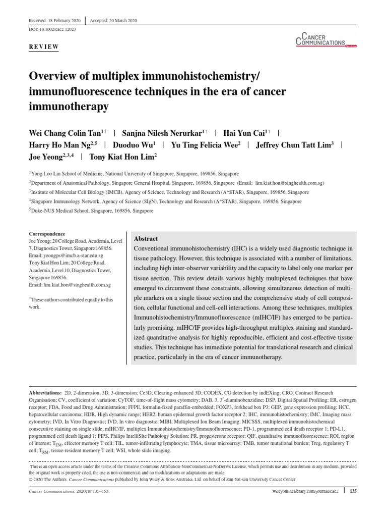 Techniques in the era of cancer immunotherapy.pdf | PDF | Immunohistochemistry | Fluorescence In ...