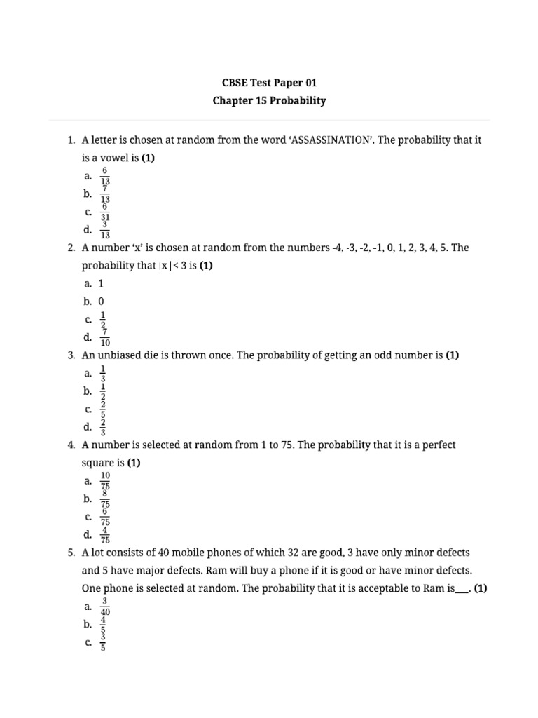 Probability class 10 | PDF