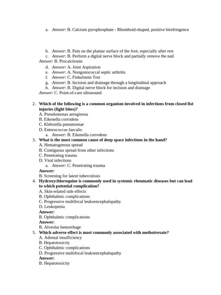 MSK TEST 2 | PDF | Arthritis | Infection