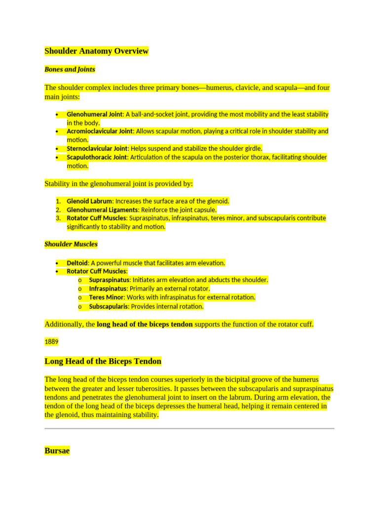 Shoulder Anatomy Overview | PDF | Shoulder | Musculoskeletal System