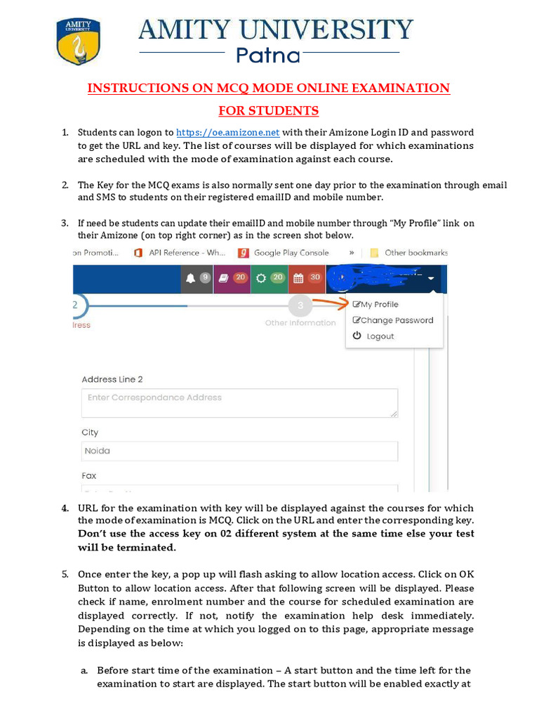 Instructions For MCQ Based Examination - AUP | PDF | Multiple Choice ...